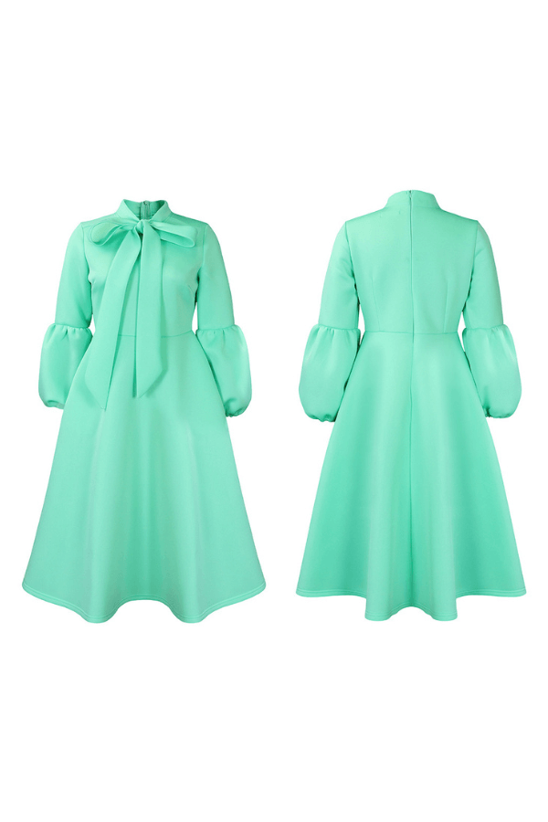 acorpstyle|Women's dress|Elegant Bow Lantern Sleeve A-line Dress