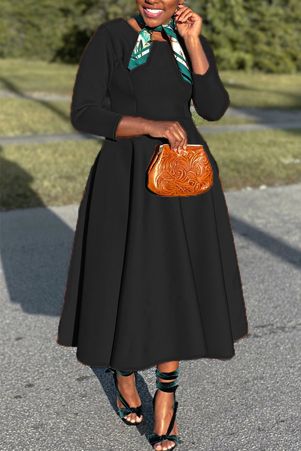 acorpstyle|Women's dress|Elegant 3/4 Length Sleeve Swing Dress